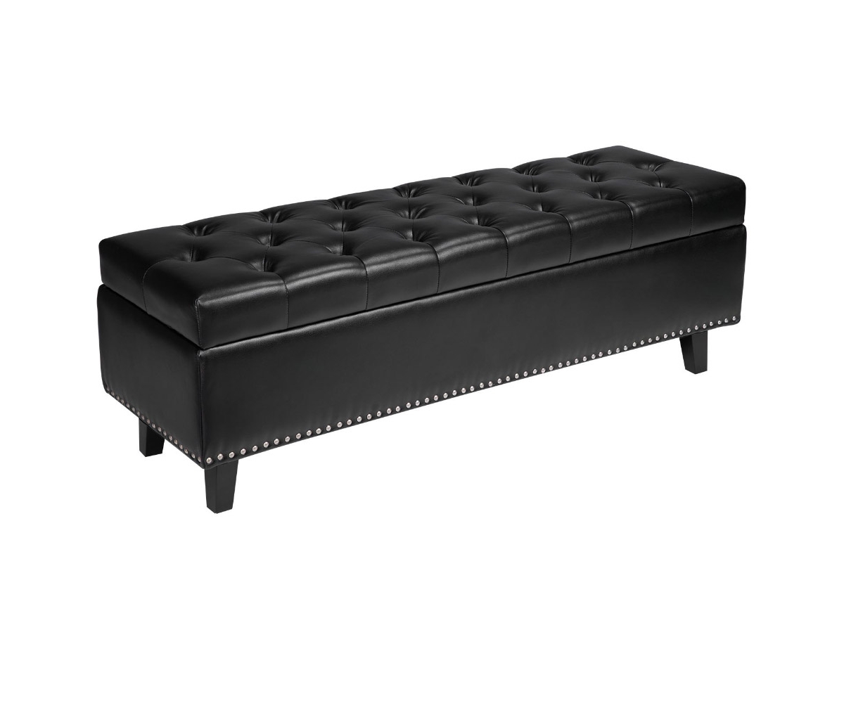 Click here for Pu Leather Storage Ottoman Bench in Gray with Butt... prices
