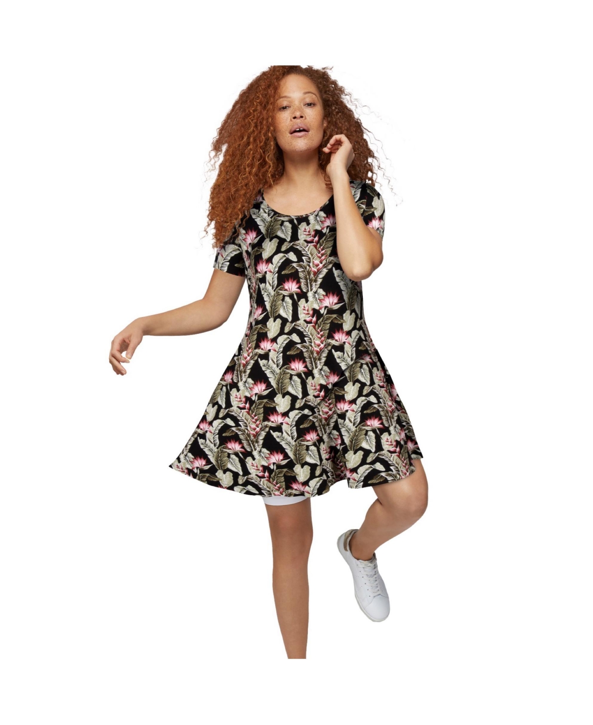 Click here for ellos Womens Short Sleeve A-Line Knit Dress - Blac... prices