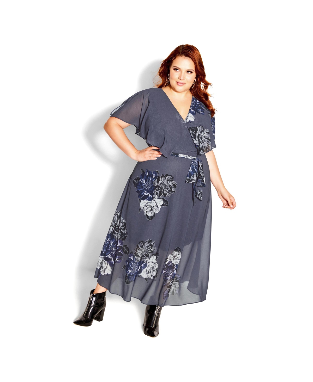 Click here for City Chic Womens Plus Size Bouquet Dress - Grey pl... prices