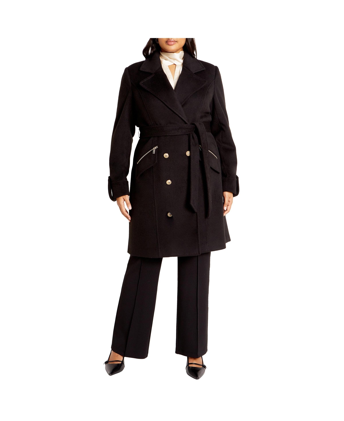 Click here for City Chic Womens Gillian Coat - Black prices