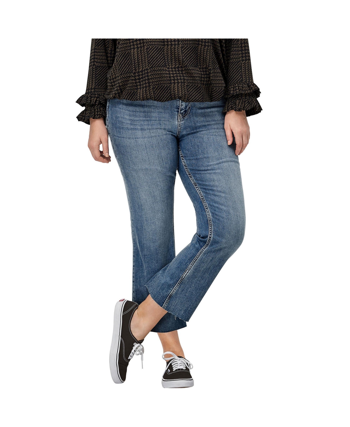 Click here for ellos Womens Crop Bootcut Jeans - Light stonewash prices