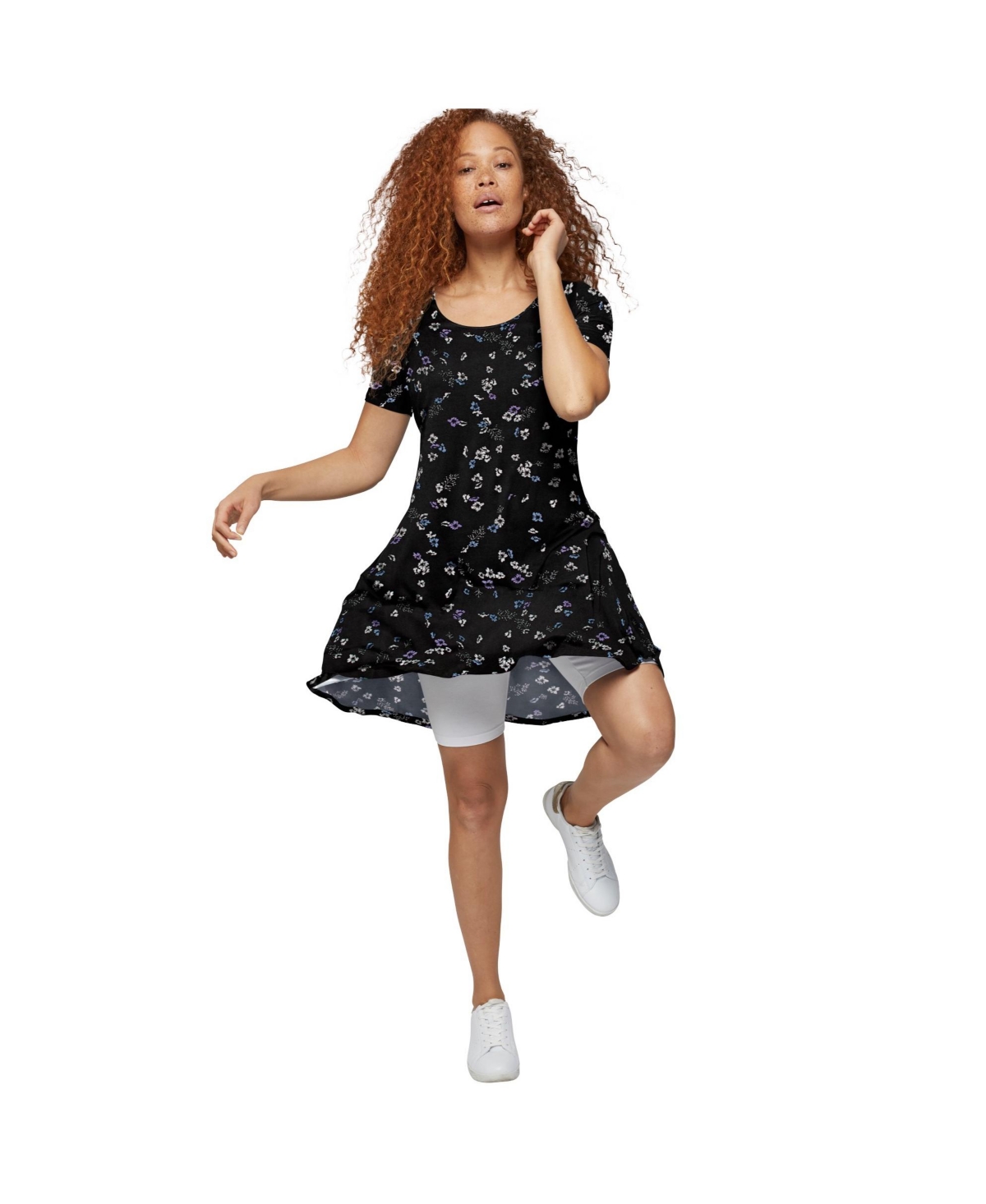 Click here for ellos Womens Short Sleeve A-Line Knit Dress - Blac... prices