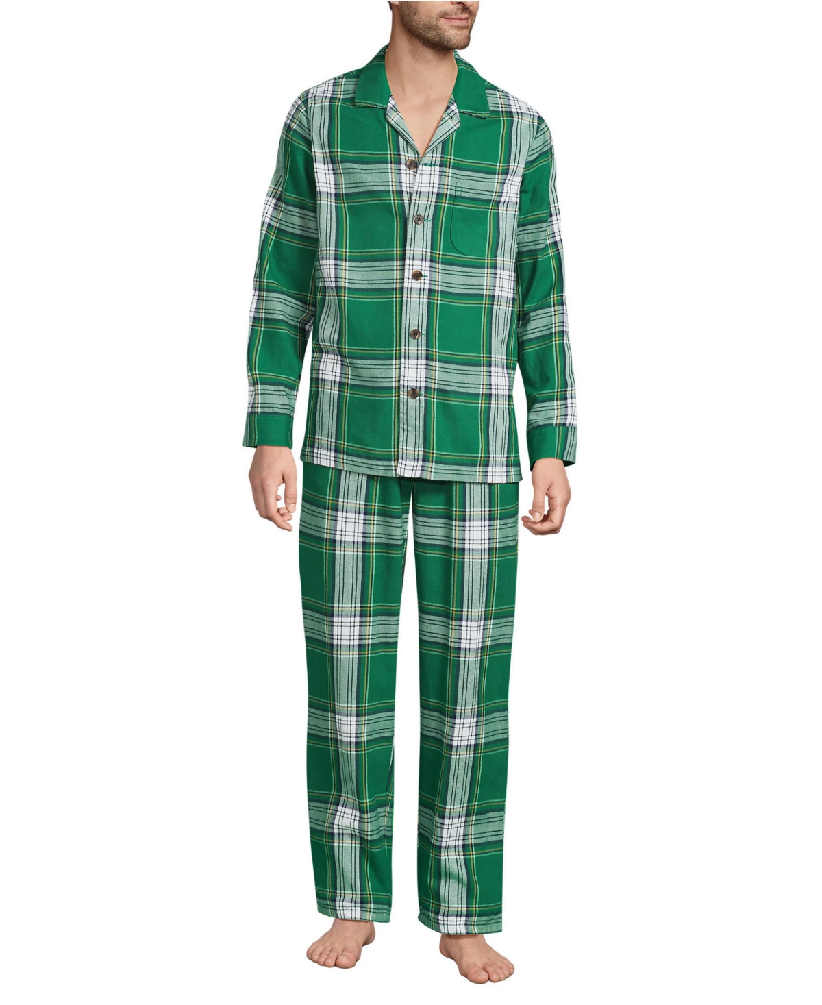 Click here for Lands End Big & Tall Flannel Pajama Set - Light em... prices