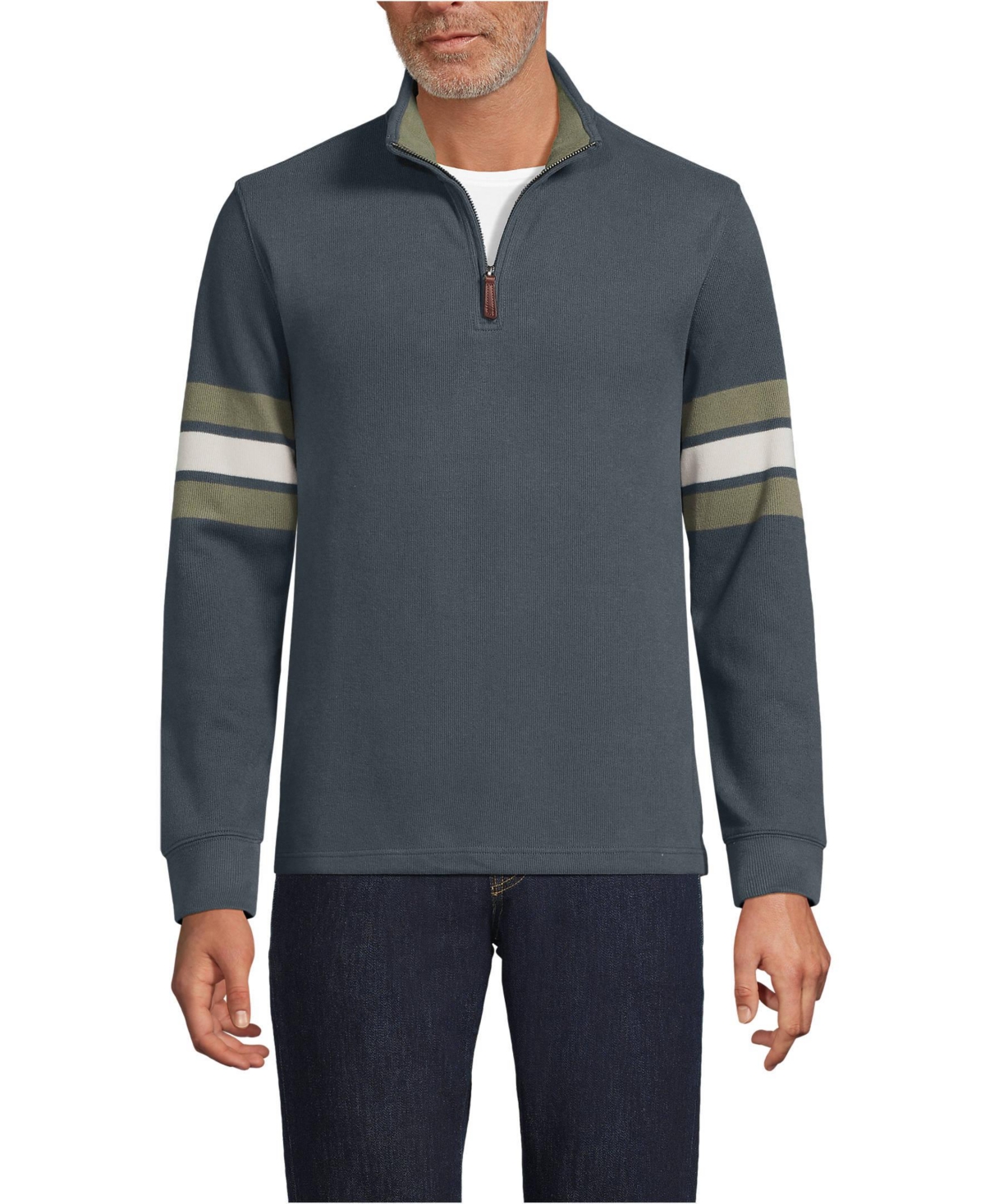 Click here for Lands End Mens Bedford Rib Casual Quarter Zip Swea... prices