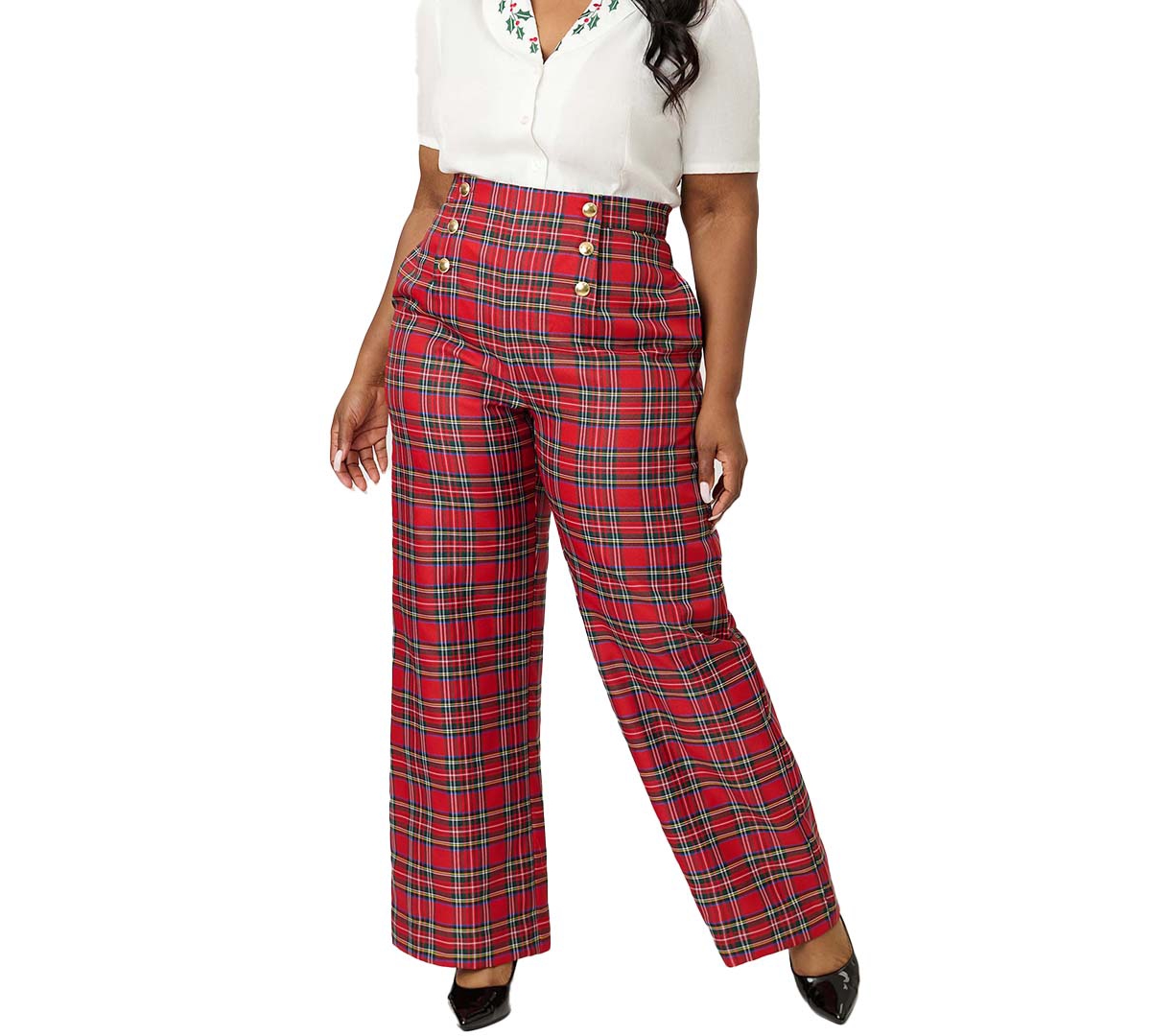 Click here for Smak Parlour Plus Size Wide Leg Sailor Pants - Red... prices