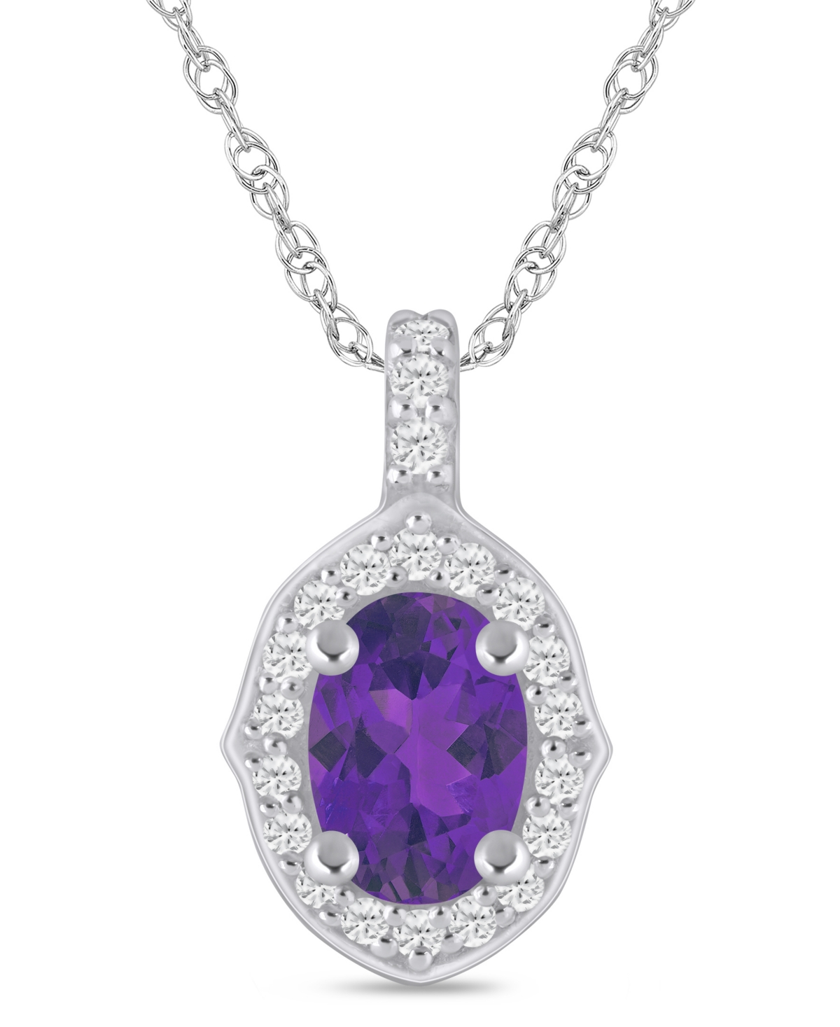 Click here for Macys Gemstone and Diamond Halo Pendant Necklace (... prices