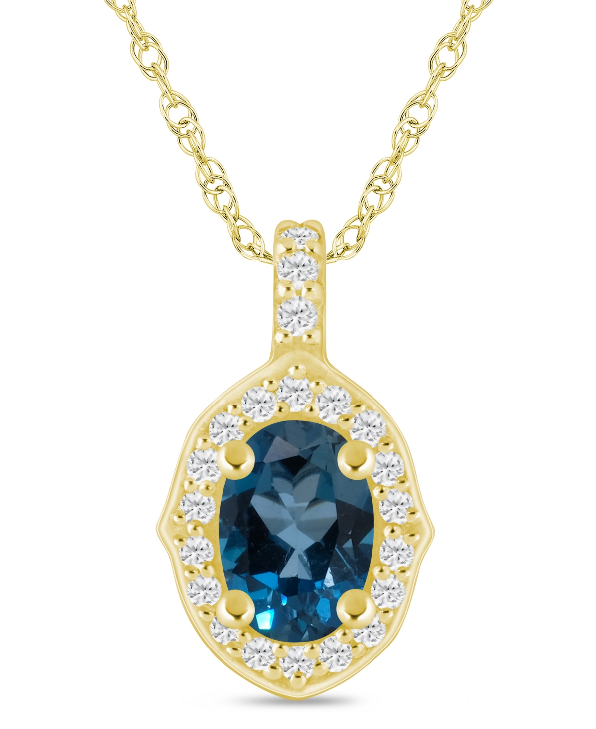 Click here for Macys Gemstone and Diamond Halo Pendant Necklace (... prices
