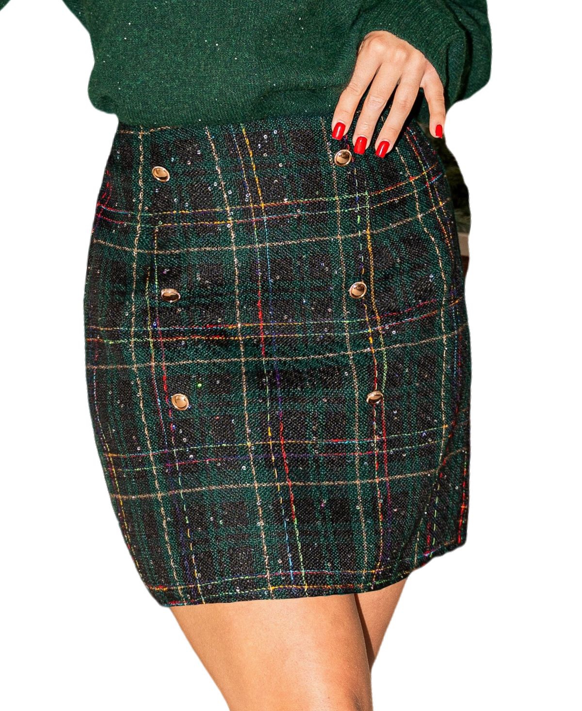Click here for Cupshe Womens Encore Plaid Mini Skirt - Dark green prices