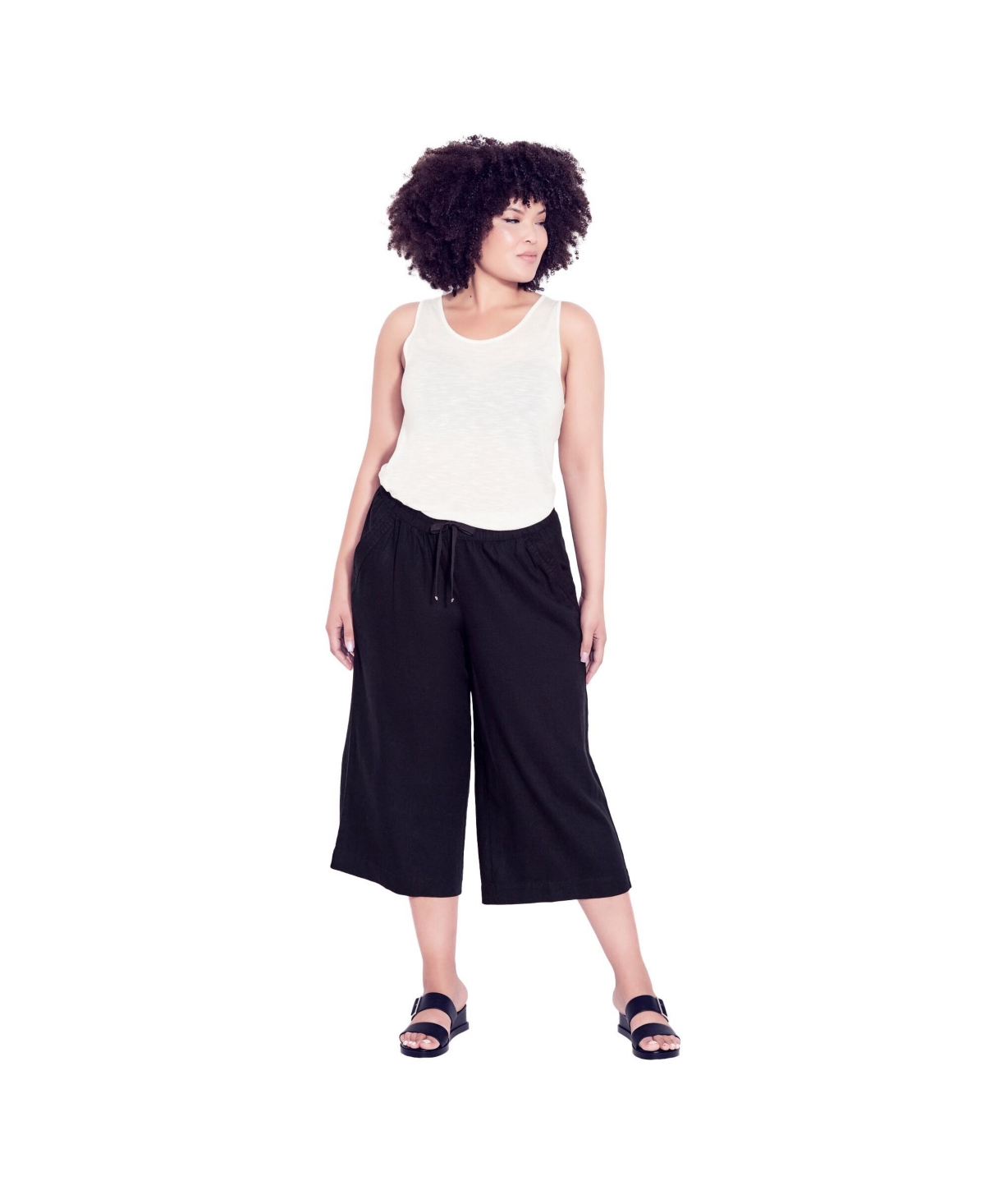Click here for Avenue Womens Wide Leg Crop Pant - Black prices