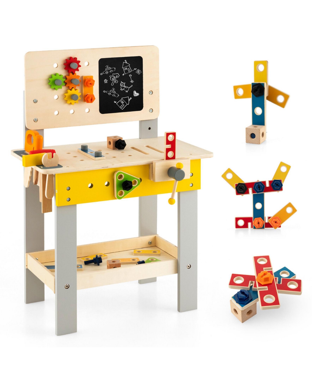Click here for Sugift Wooden Pretend Play Workbench Set with Blac... prices