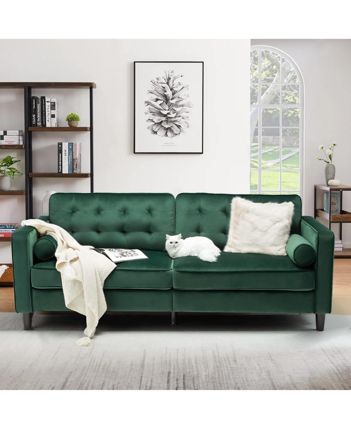Click here for Aecojoy Faux Leather Sofa  84.2-Inch Mid Century M... prices
