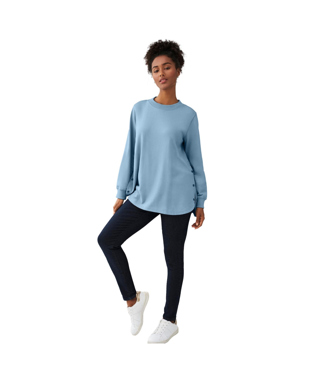 Click here for ellos Womens Curved Hem Sweatshirt Tunic With Side... prices