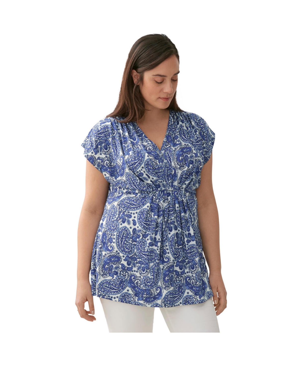 Click here for ellos Womens V-Neck Tunic with Gathered Bodice - W... prices