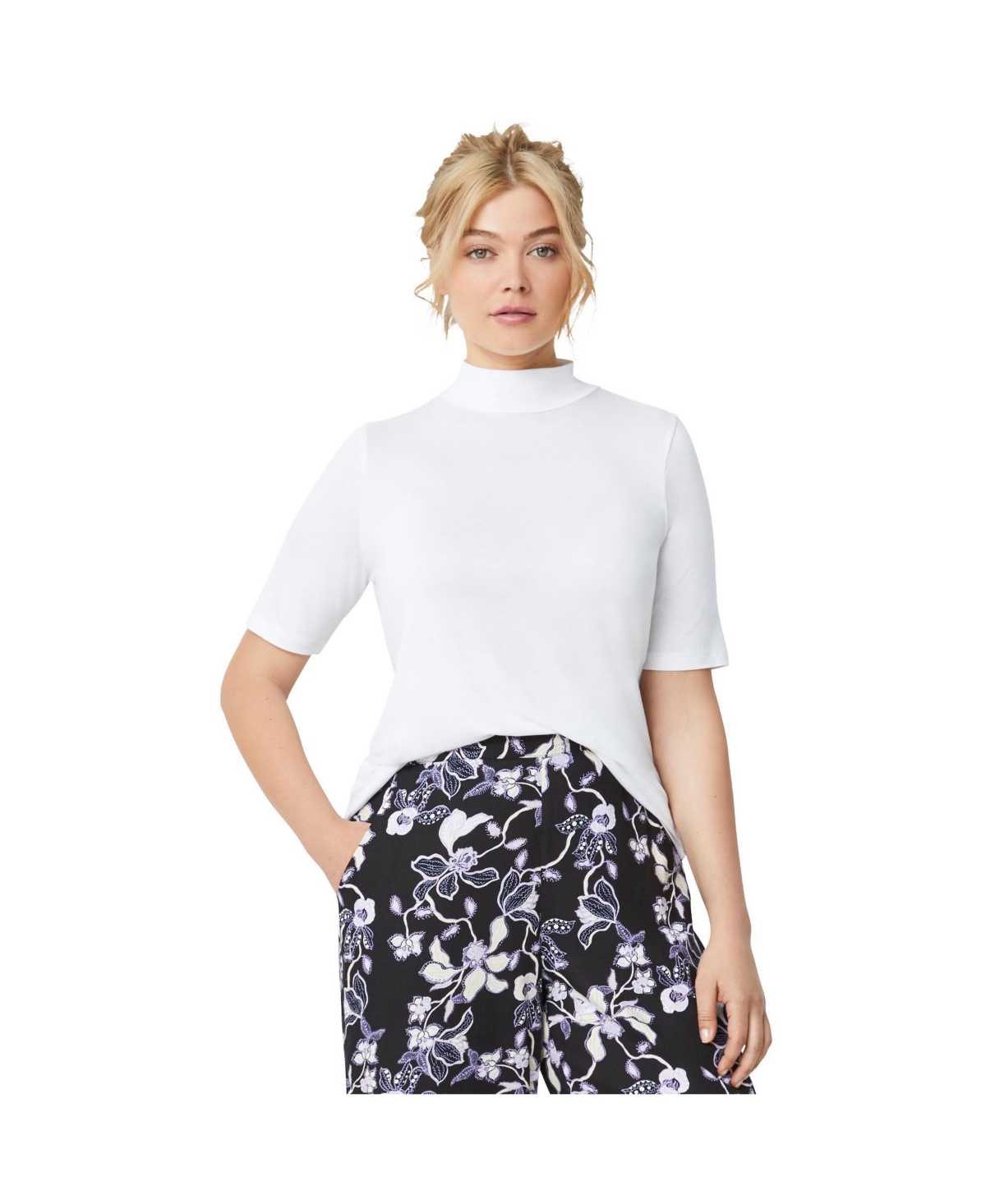 Click here for ellos Womens Mock Neck Tee - White prices