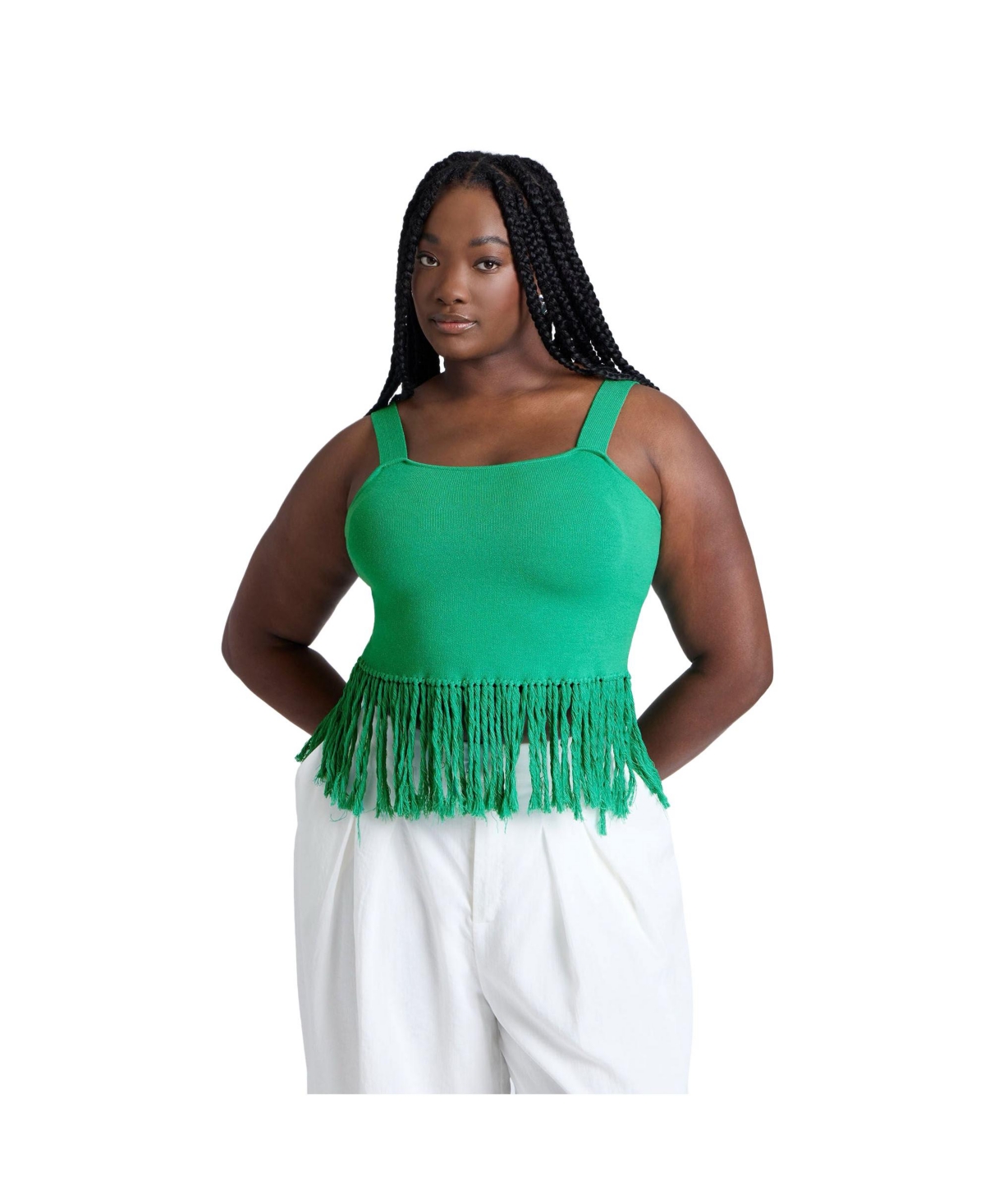 Click here for Eloquii Womens Fringe Crop Top - High risk red prices