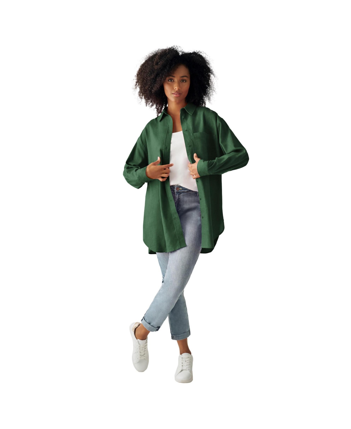 Click here for ellos Womens Oversized Linen-Blend Boyfriend Shirt... prices