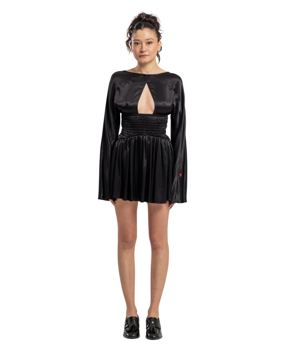 Click here for Pcfg Womens Jet Black Long-Sleeve Deep V-Neck Mini... prices