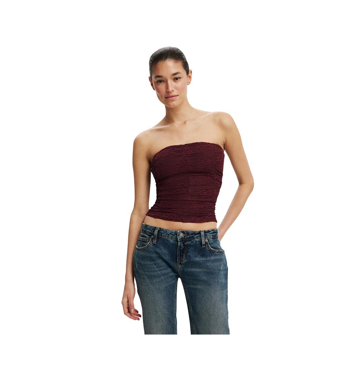 Click here for Cotton On Womens Cara Corset Bandeau - Cherrywood... prices