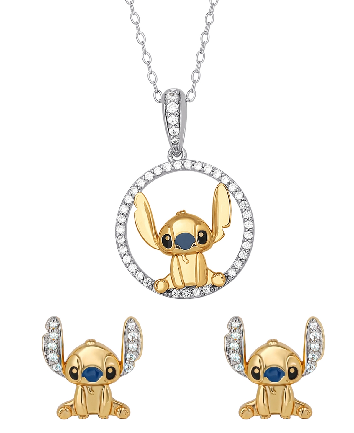 Click here for Disney 2-Pc. Cubic Zirconia Stitch Necklace and Ea... prices