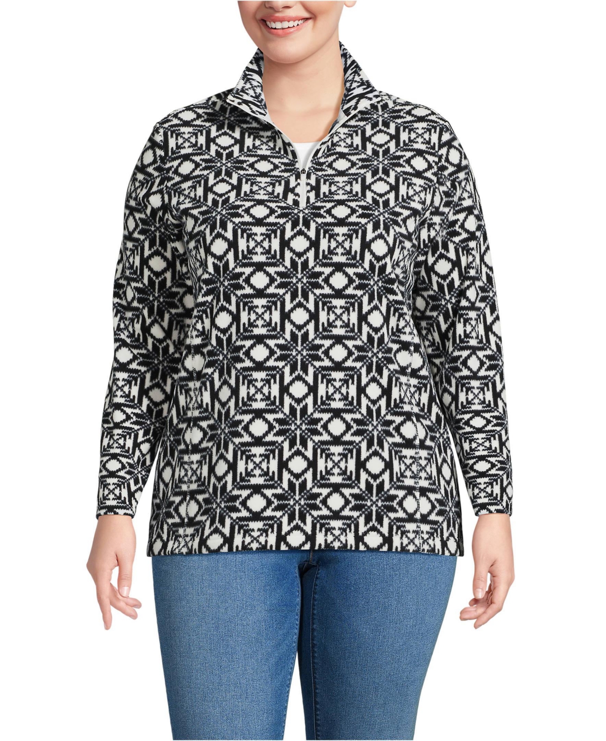 Click here for Lands End Plus Size Anyweather Fleece Quarter Zip... prices