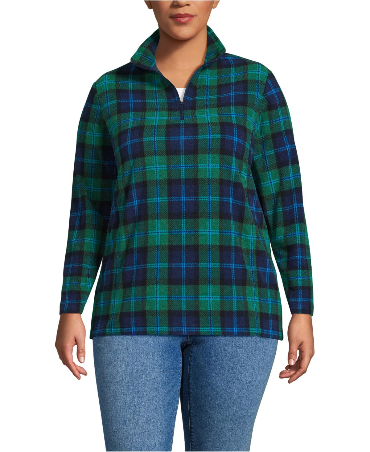Click here for Lands End Plus Size Anyweather Fleece Quarter Zip... prices