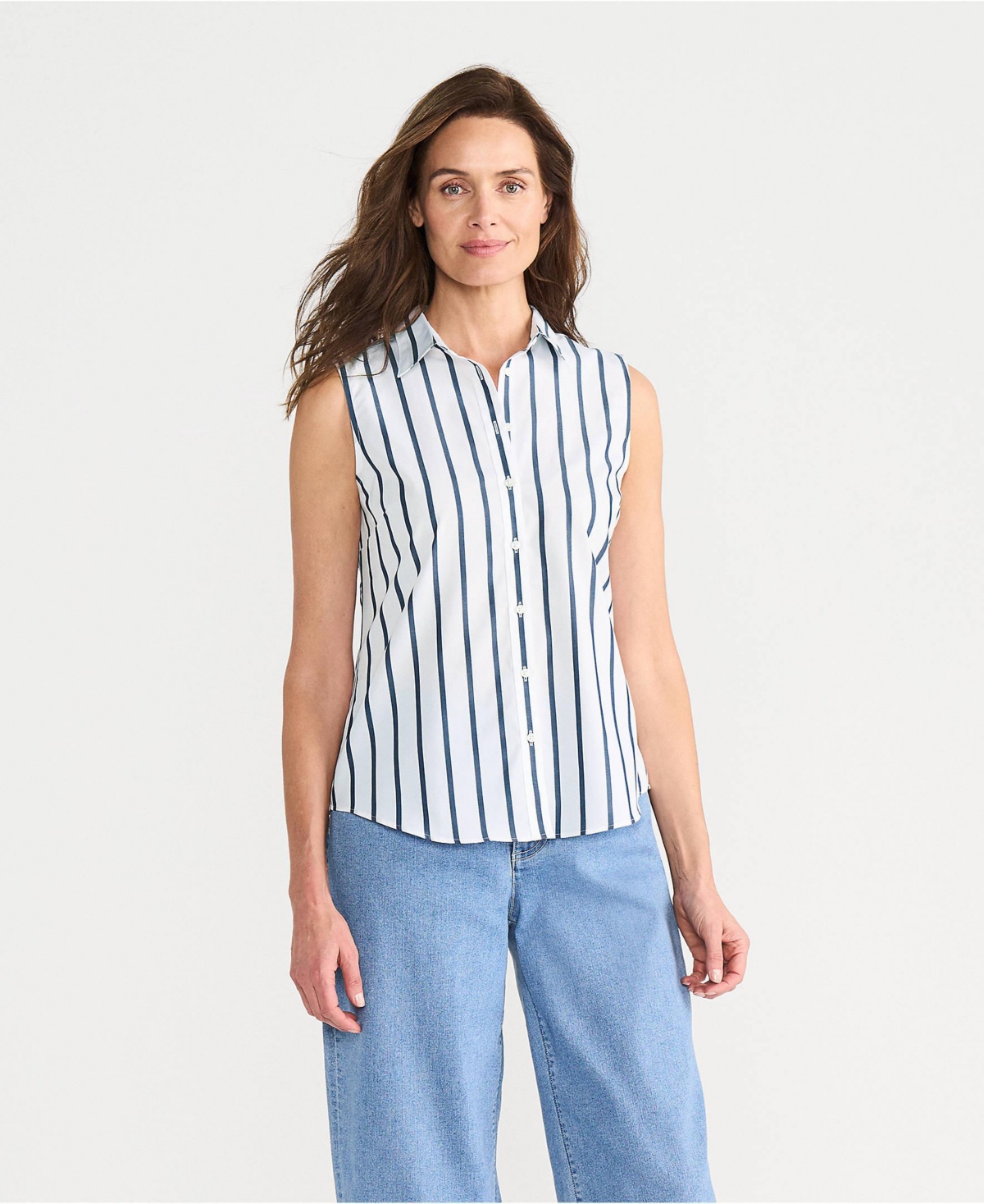 Click here for Lands End Womens No Iron Sleeveless Shirt - White/... prices