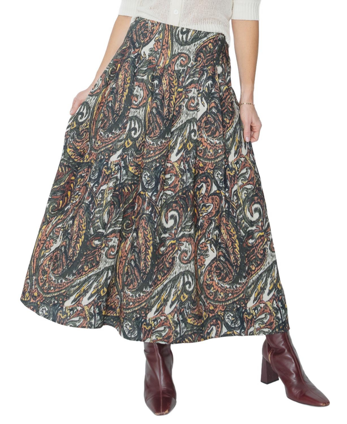 West of Womens Veronique Ankle Skirt - Emilie ikat paisley