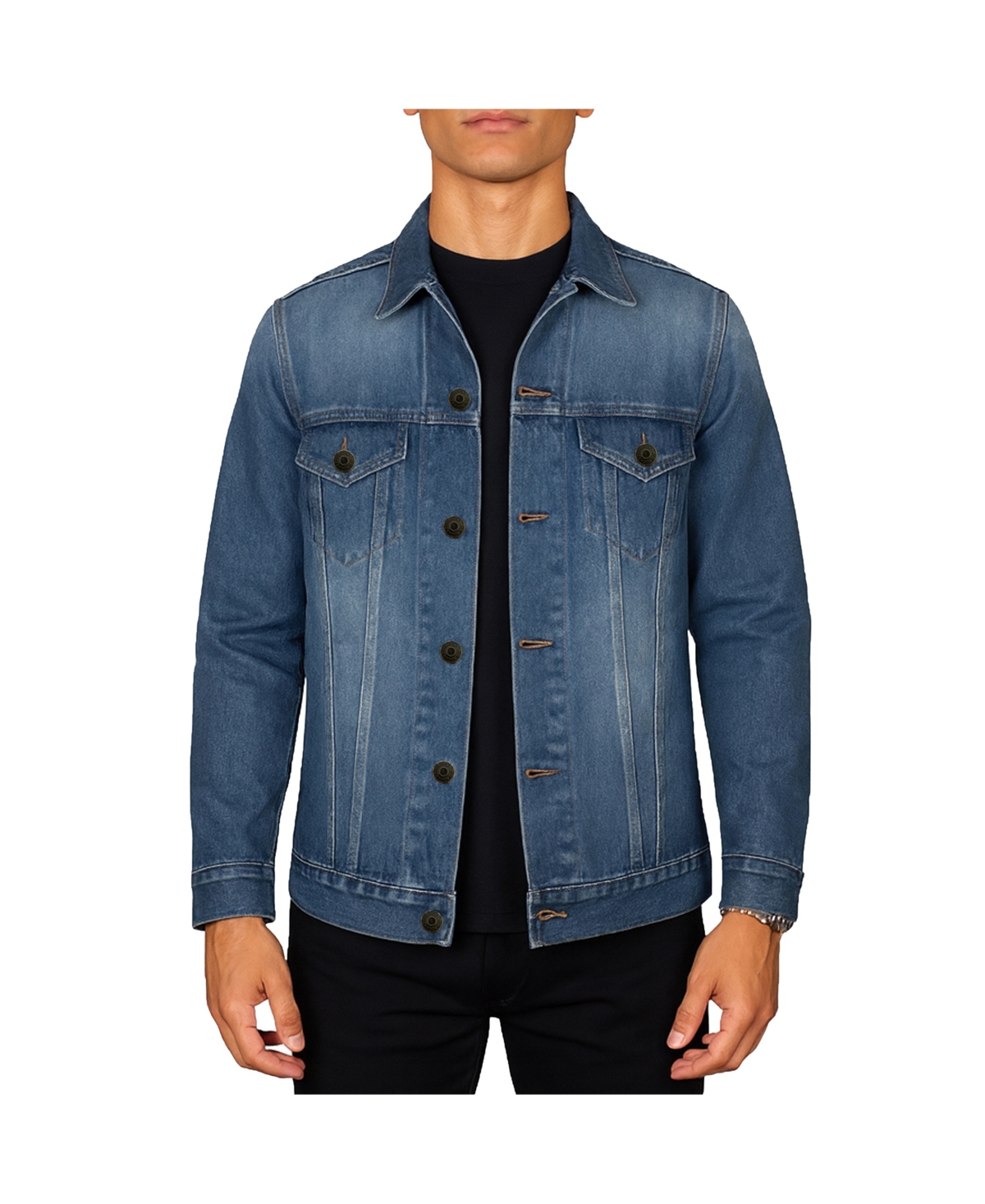 Click here for Blu Rock Mens Regular Fit Classic Denim Jacket - D... prices