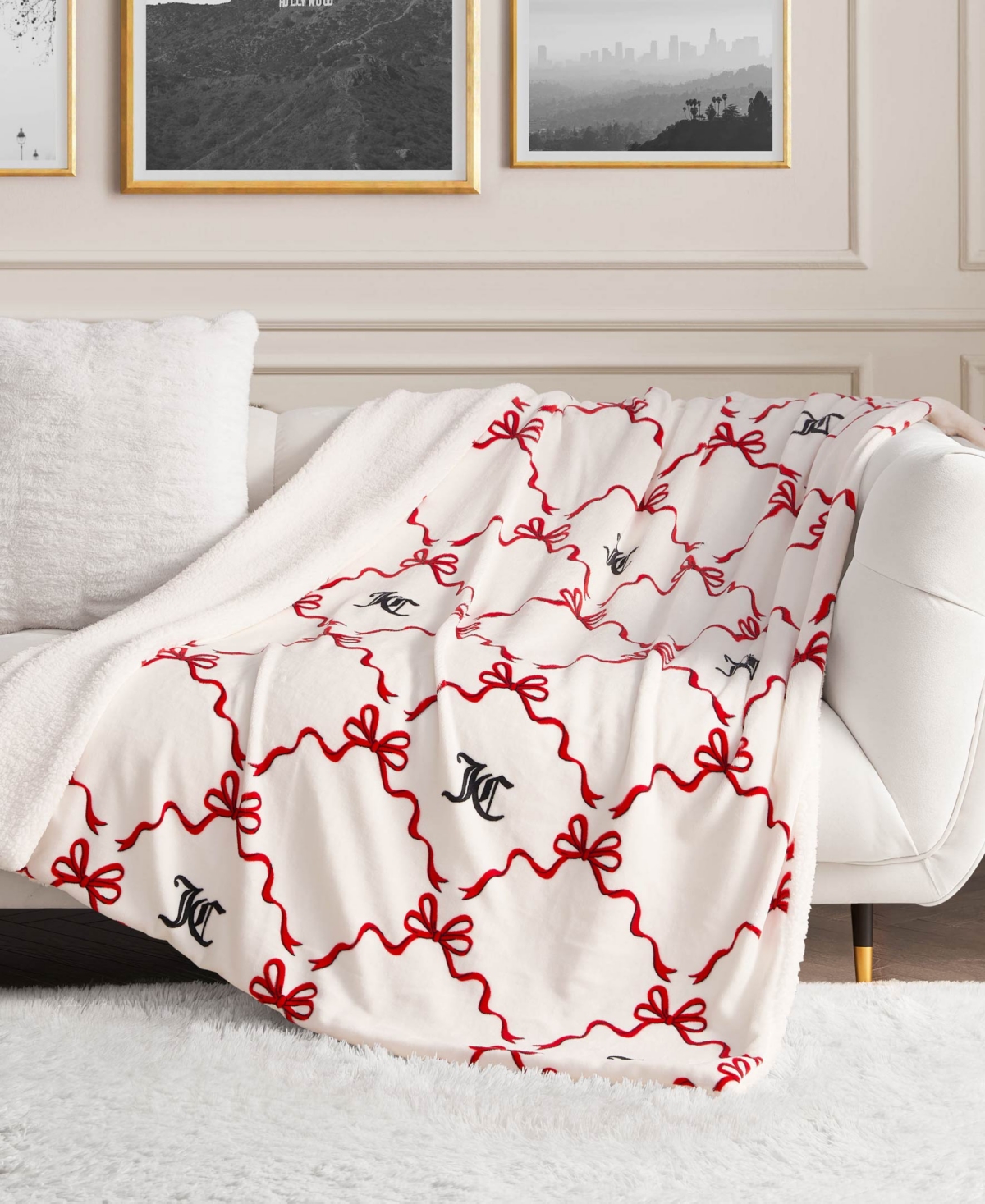 Click here for Juicy Couture Plush Reversible Sherpa Throw  50x 6... prices