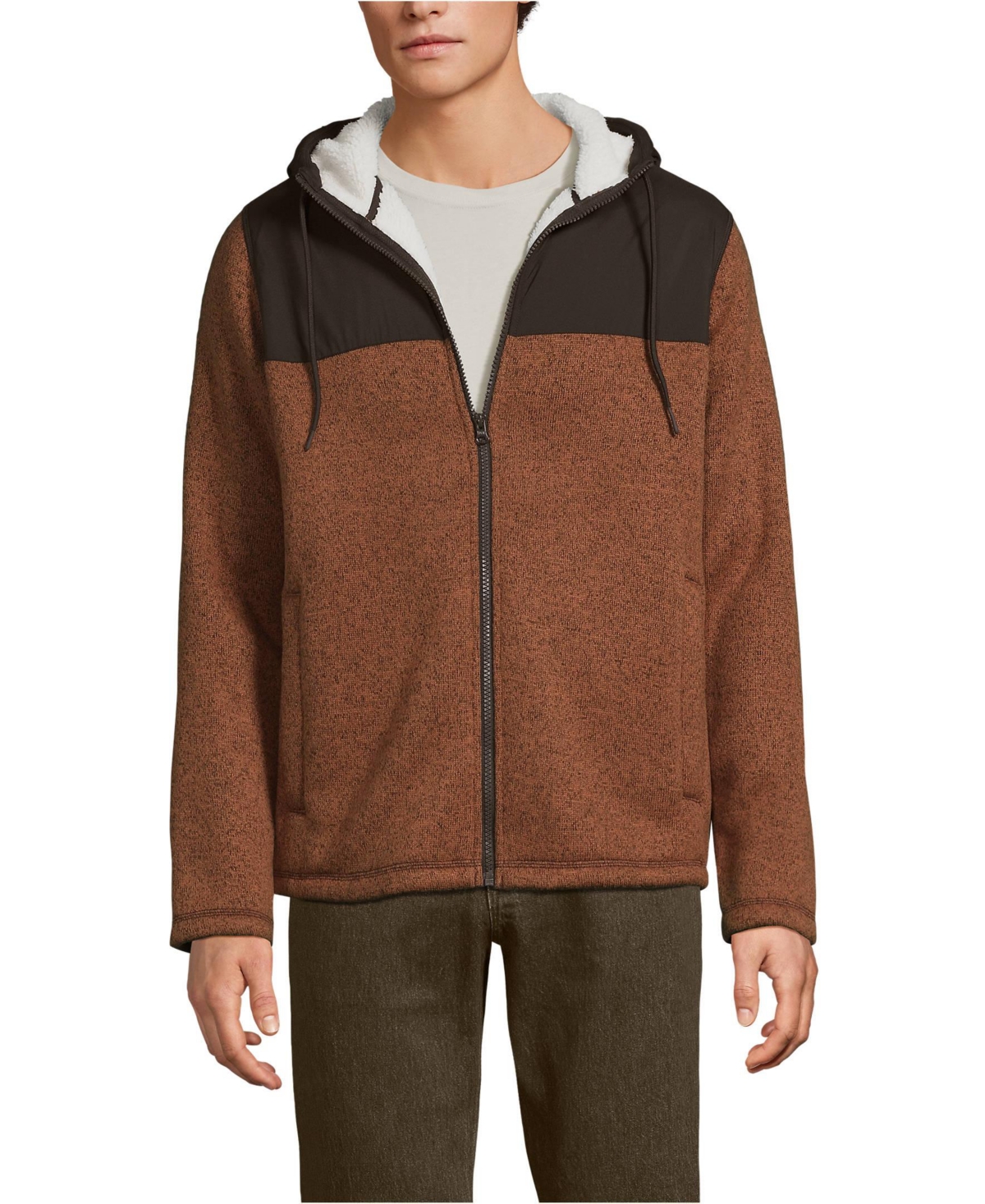 Click here for Lands End Mens Sweater Fleece Mixed Media Full Zip... prices