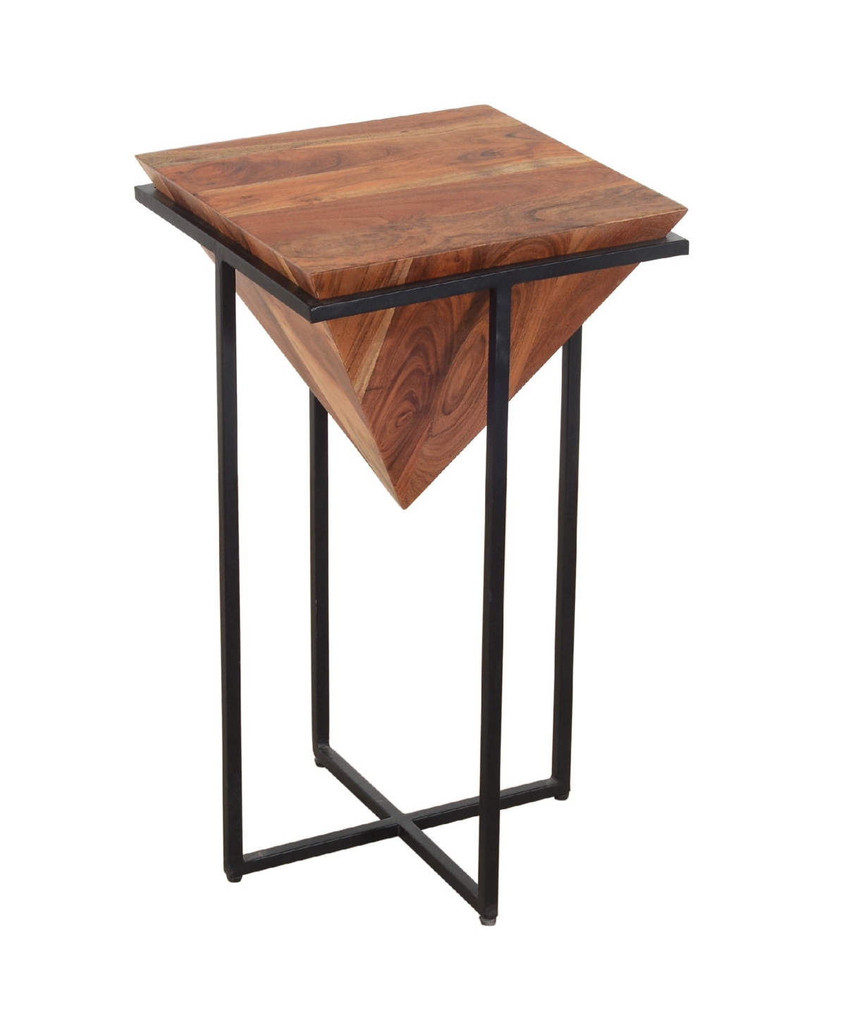 Click here for Benzara Ida 26 Pyramid Shape Acacia Wood Side Tabl... prices