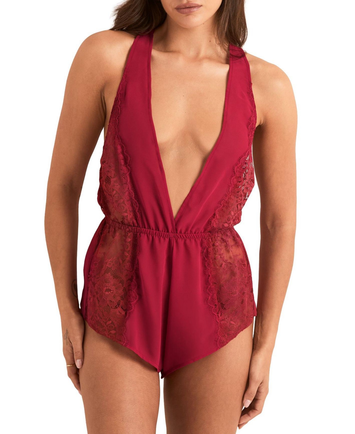 Click here for Adore Me Womens Lizzy Romper Lingerie - Dark red prices