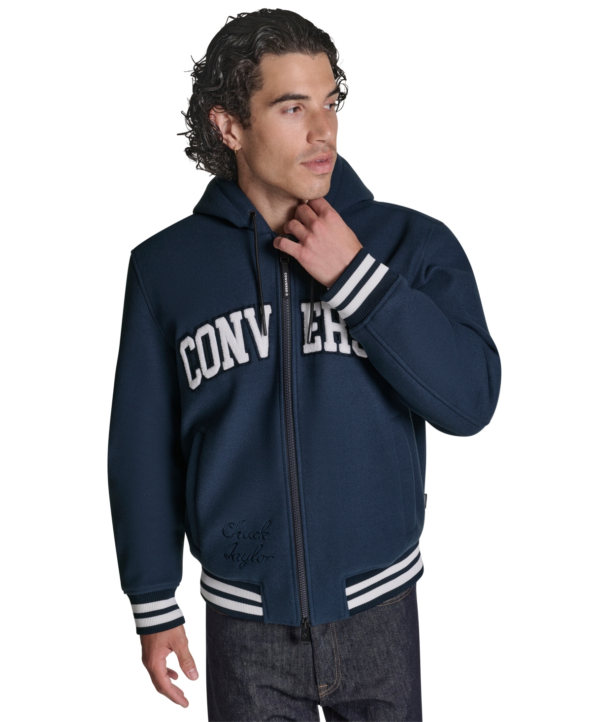 Click here for Converse Mens Varsity Hooded Bomber Jacket - Obsid... prices