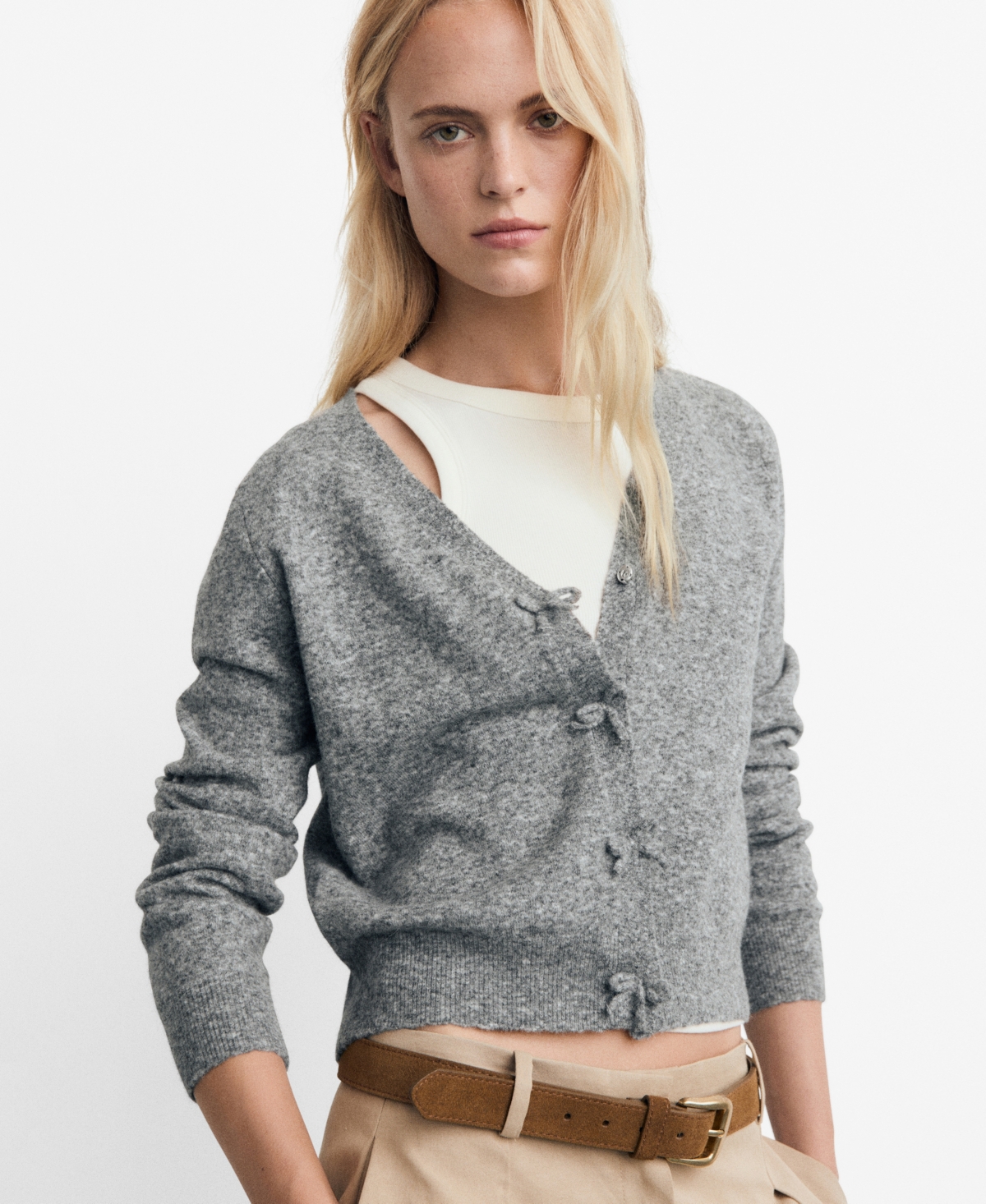 Click here for Mango Womens V-Neck Wool-Blend Cardigan - Medium H... prices