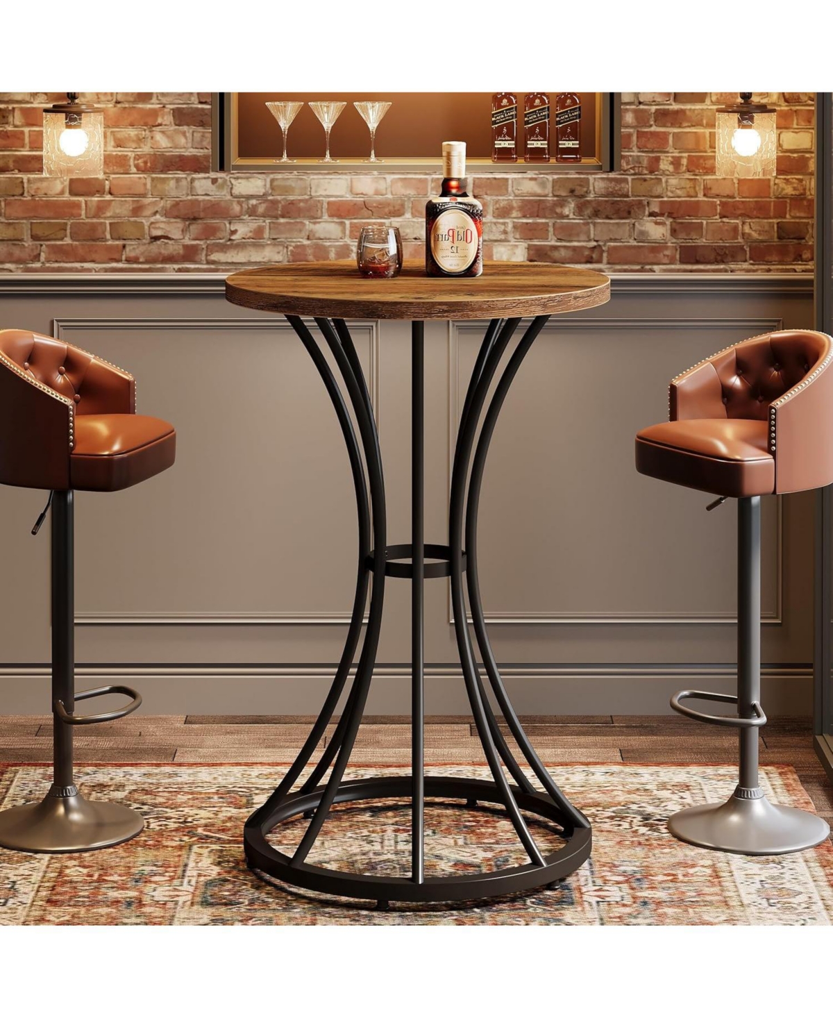 Click here for Tribesigns Round Bar Table with Curved Metal Base... prices