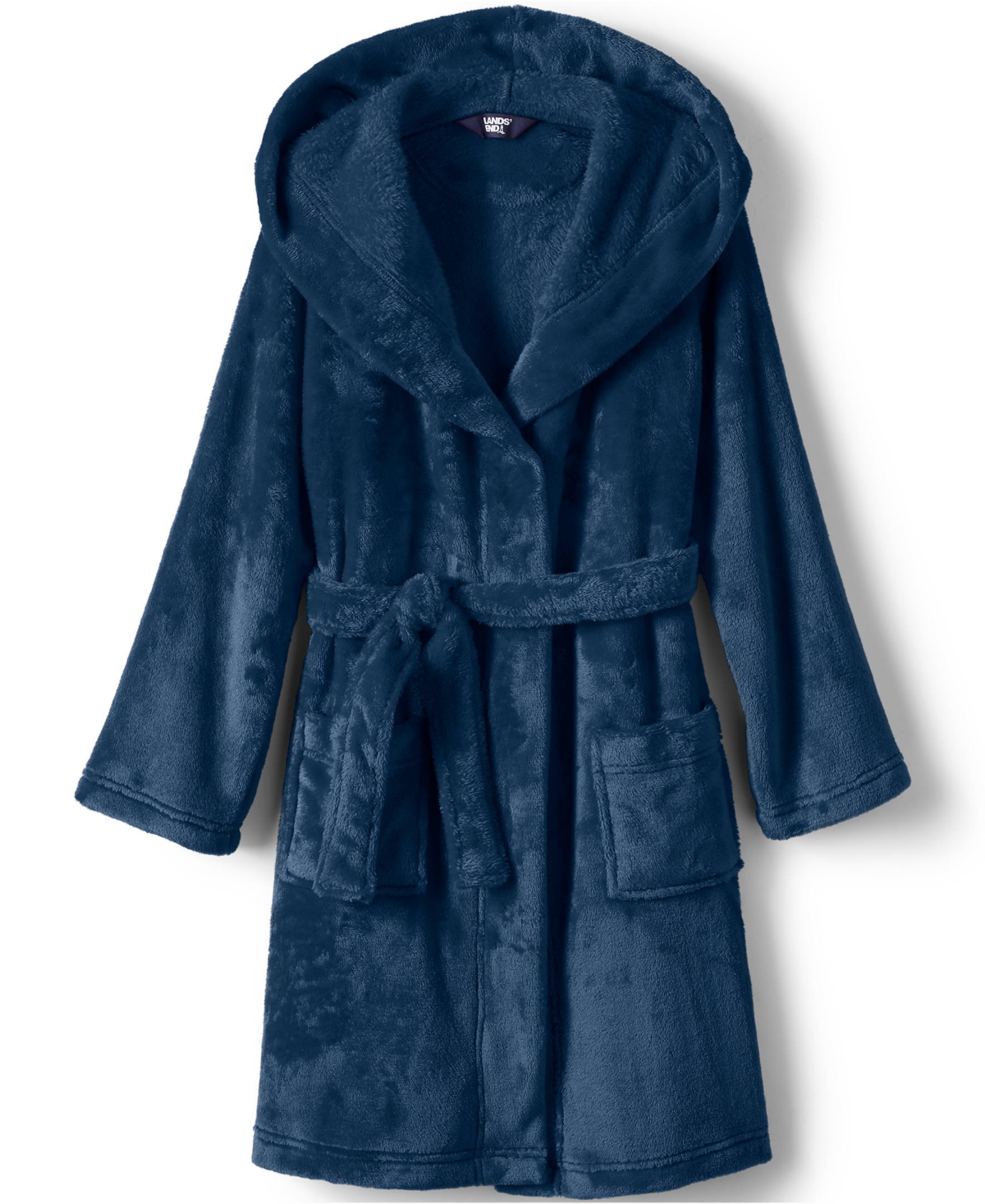 Click here for Lands End Big Girls Fleece Hooded Robe - Navy prices