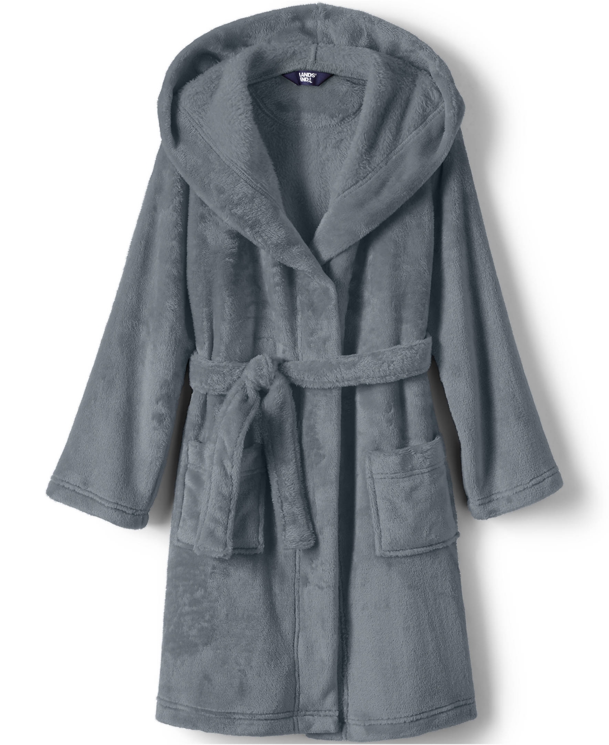 Click here for Lands End Big Girls Fleece Hooded Robe - Gray prices