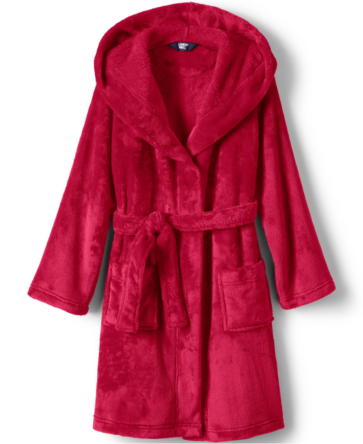 Click here for Lands End Big Girls Fleece Hooded Robe - Red prices