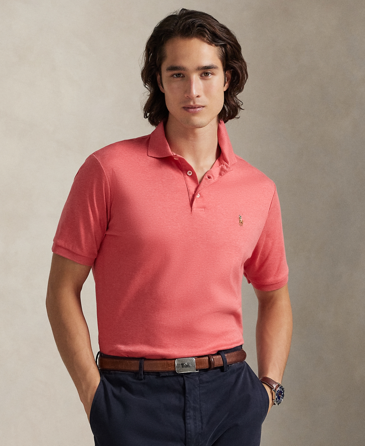 Polo Ralph Lauren Mens Classic Fit Soft Cotton Polo Shirt - Highland Rose Heather