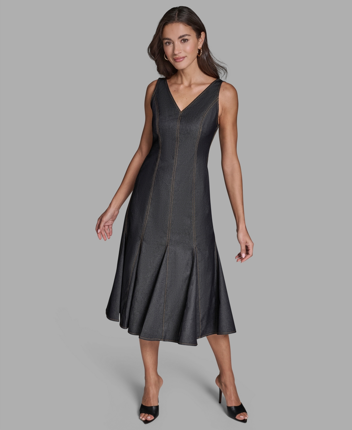 Click here for Bcbg Womens Denim Midi Shift Dress - Black prices