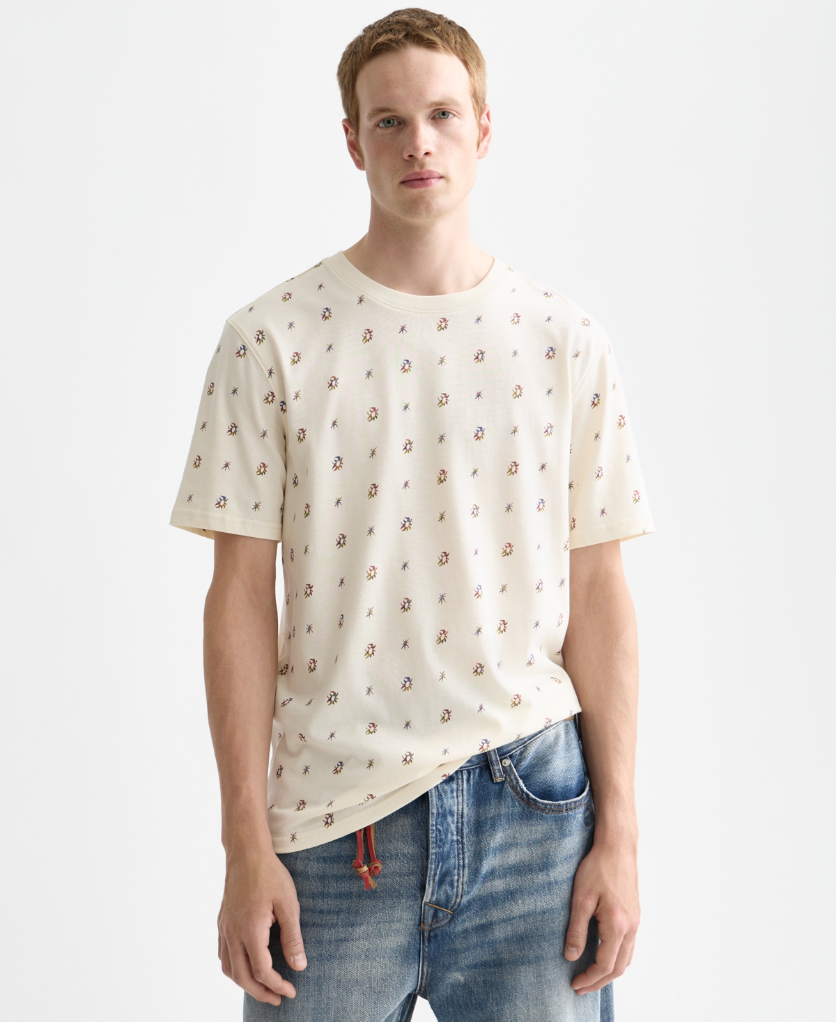 Click here for Scotch & Soda Mens Micro-Printed T-Shirt - Eggnog prices