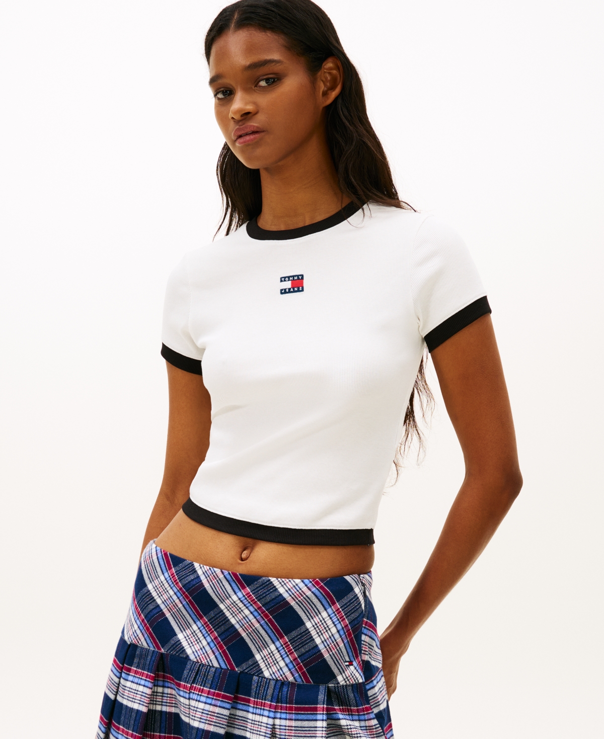 Click here for Tommy Jeans Womens Slim Badge T-Shirt - Ecru prices