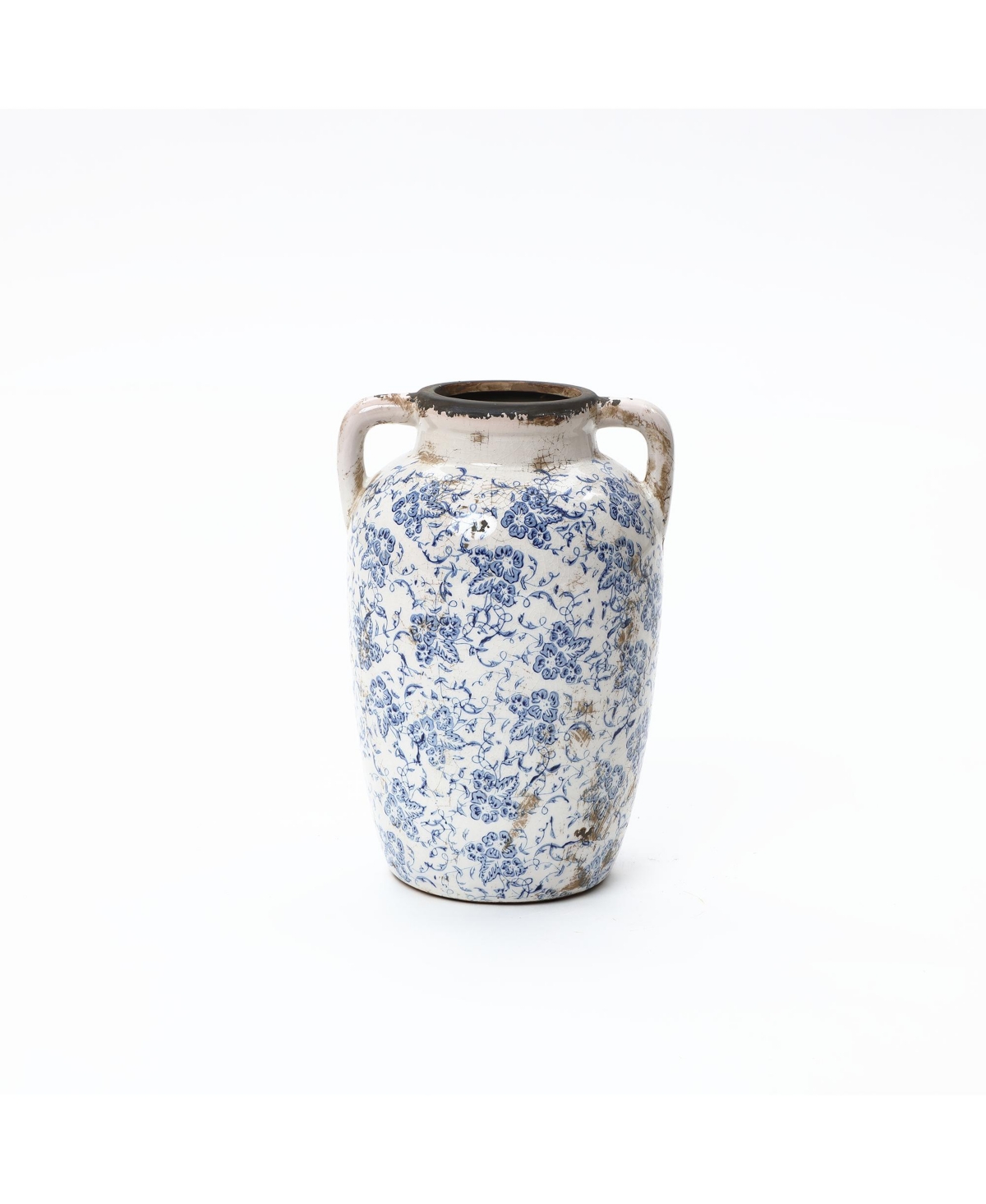 Click here for LuxenHome Vintage Blue Floral Vase with Handles  D... prices