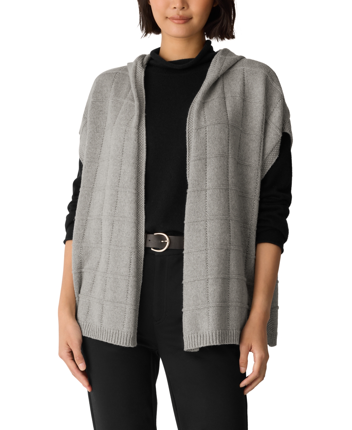 Click here for Eileen Fisher Womens Hooded Sleeveless Poncho Swea... prices