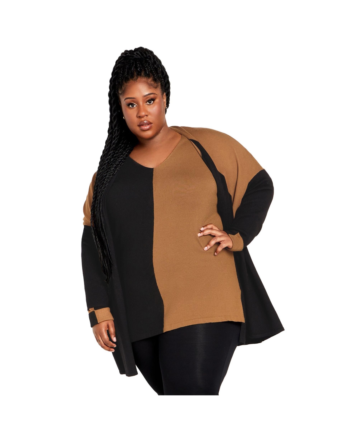 Click here for Avenue Womens Splice It Sweater - Black toffee prices