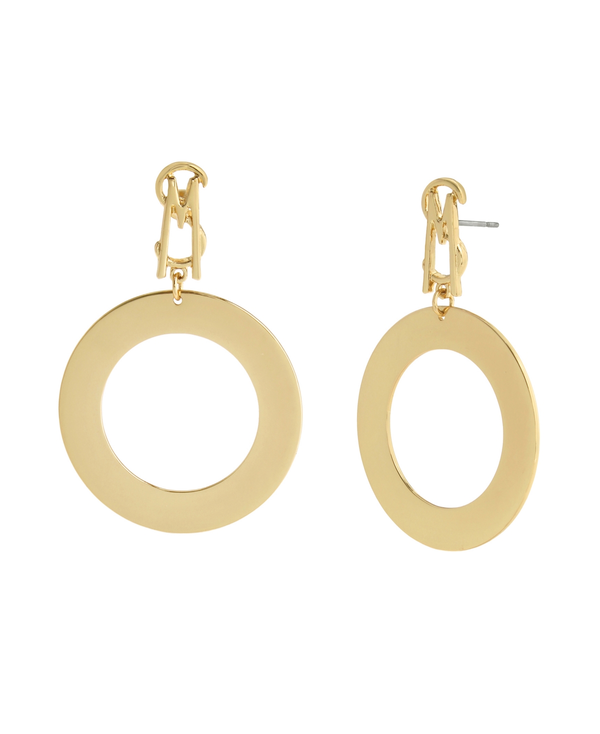 Click here for Steve Madden Gold Signature Logo Circle Drop Earri... prices