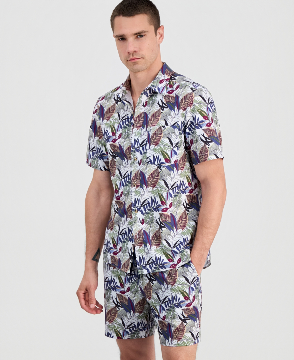 Click here for Paisley & Gray Mens Gilby Swim Shirt - Multi leaf prices