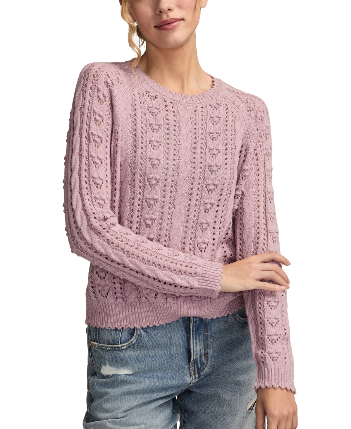 Click here for Lucky Brand Womens Pointelle Crewneck Sweater - Da... prices