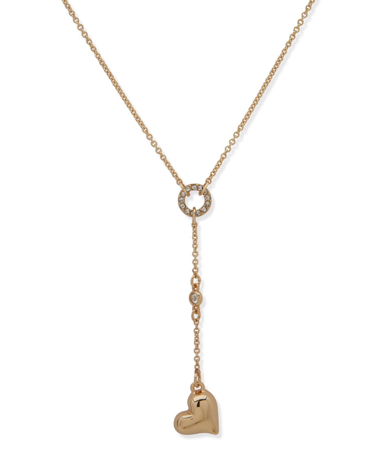 Click here for Dkny Gold-Tone Crystal Puffy Heart Y Necklace - Ye... prices