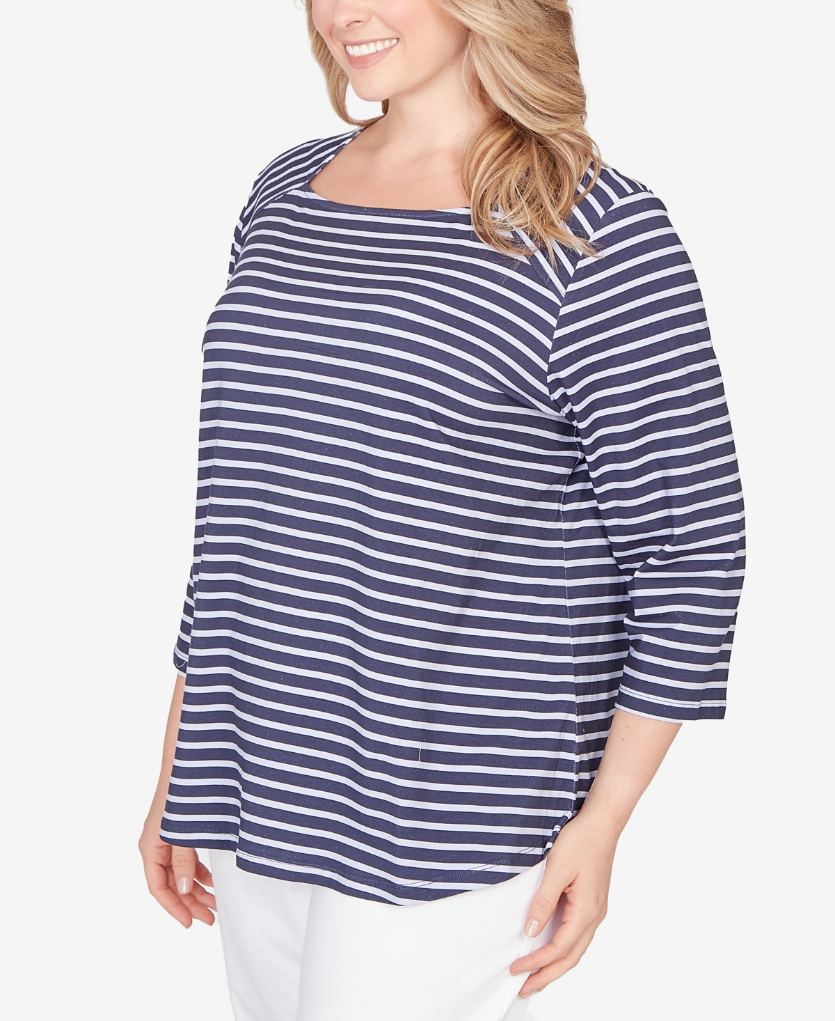 Click here for Ruby Rd. Plus Size Classic Marine Stripe Knit Top... prices